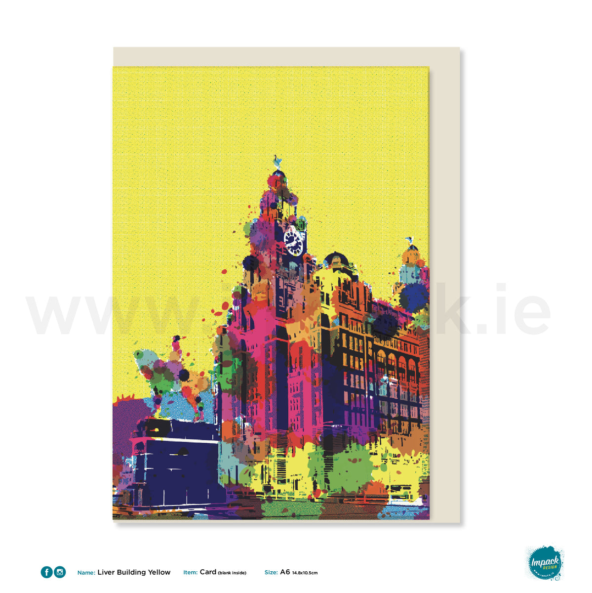 Greetings Card - Liverpool - "Liver Building - Yellow" – ImpackDesign